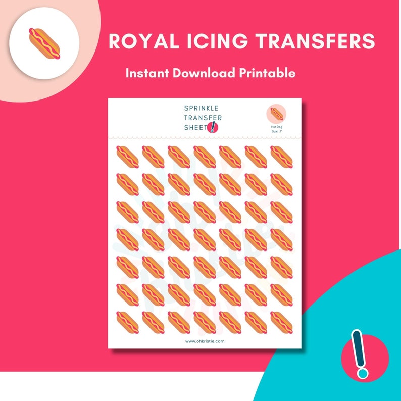 Hot Dog Royal Icing Transfer Sheet Hot Dog BBQ Party Royal - Etsy