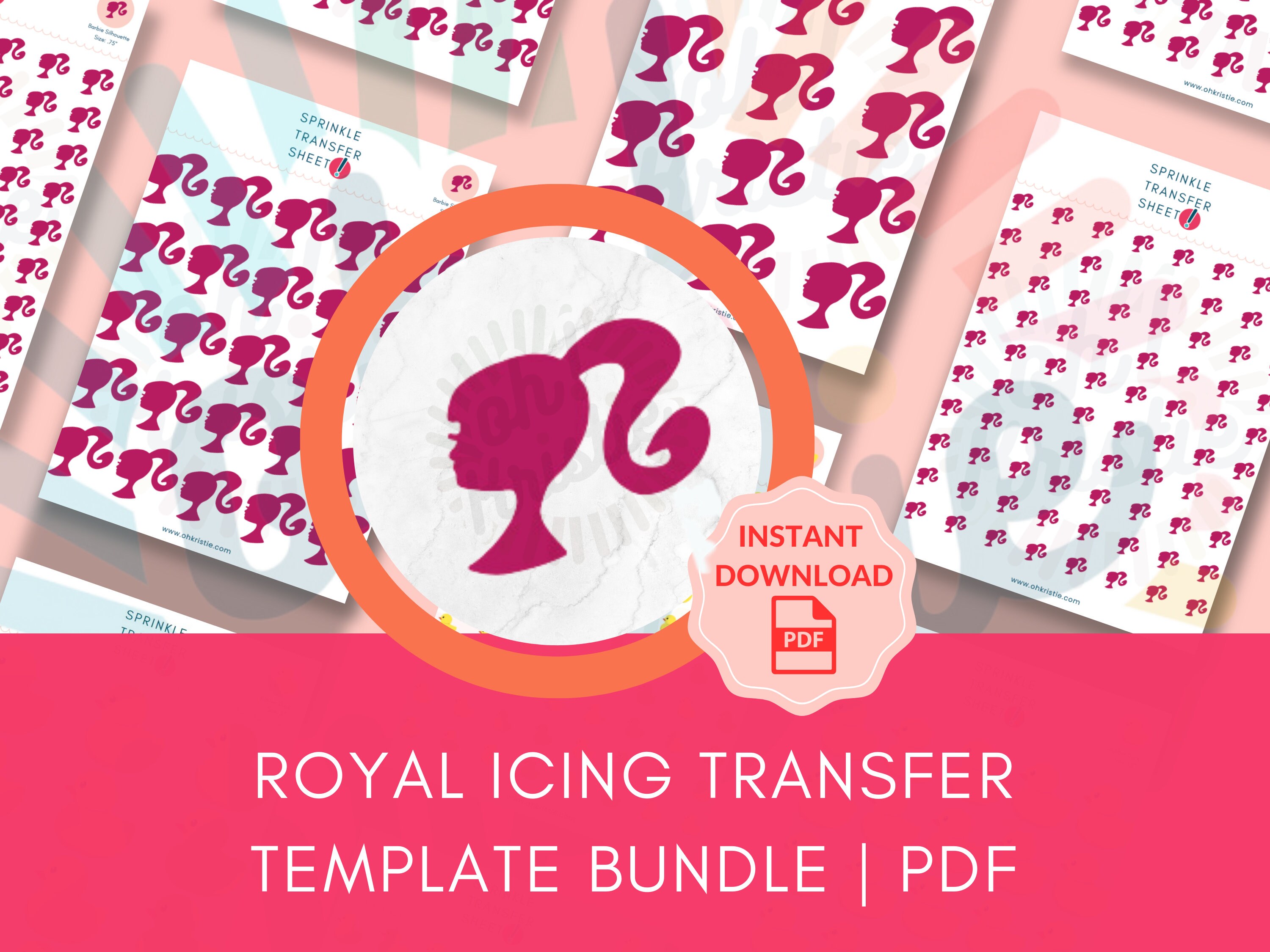 Barbie Silhouette Royal Icing Transfer Sheet PDF Download, Royal Icing ...