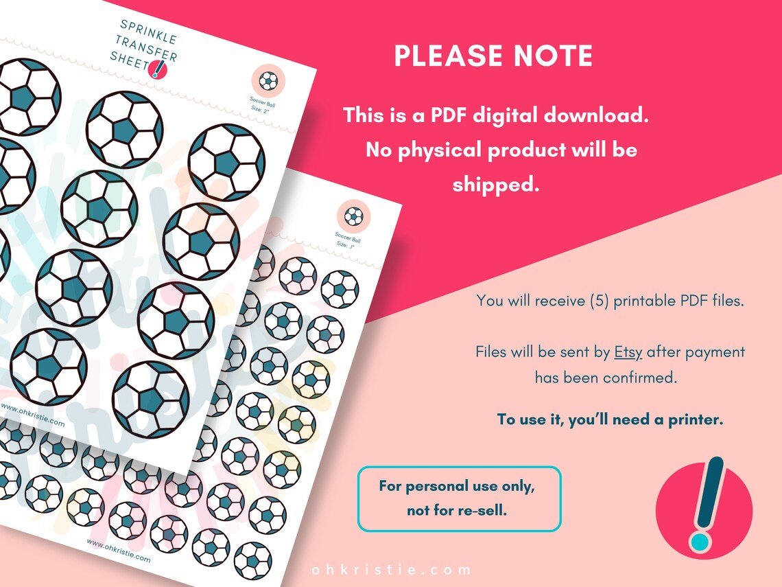 Soccer Ball Royal Icing Transfer Sheet Template Sprinkle PDF Download ...
