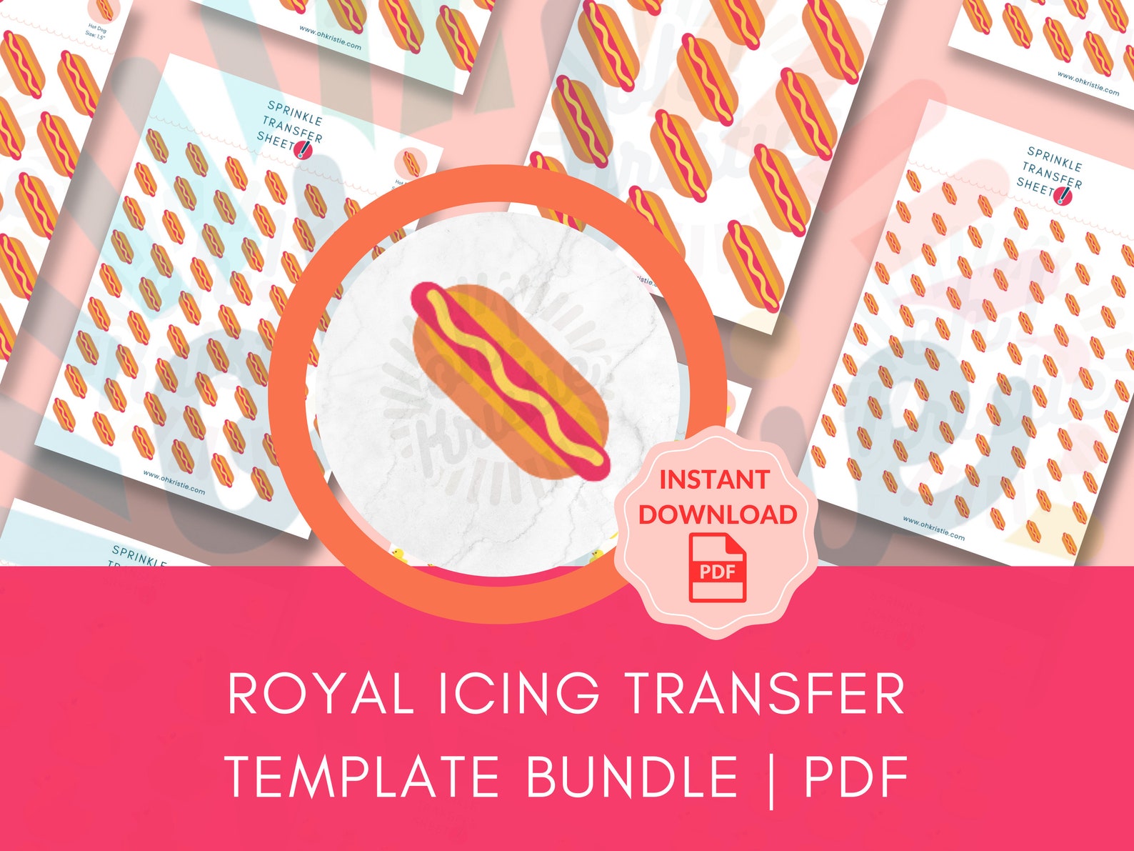 Hot Dog Royal Icing Transfer Sheet, Hot Dog BBQ Party Royal Icing ...