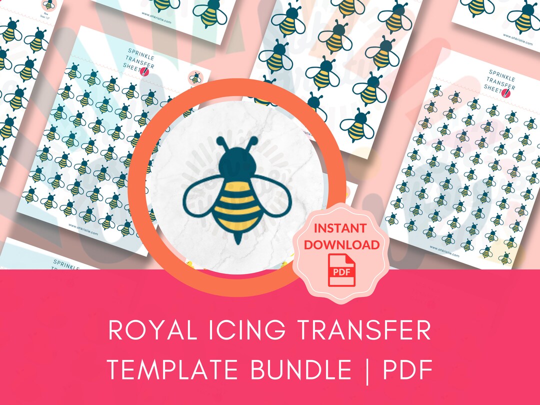 Bee Royal Icing Transfer Sheet Template PDF Download Printable ...
