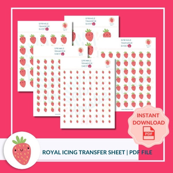 Printable Strawberry Icing Transfer Template - Etsy