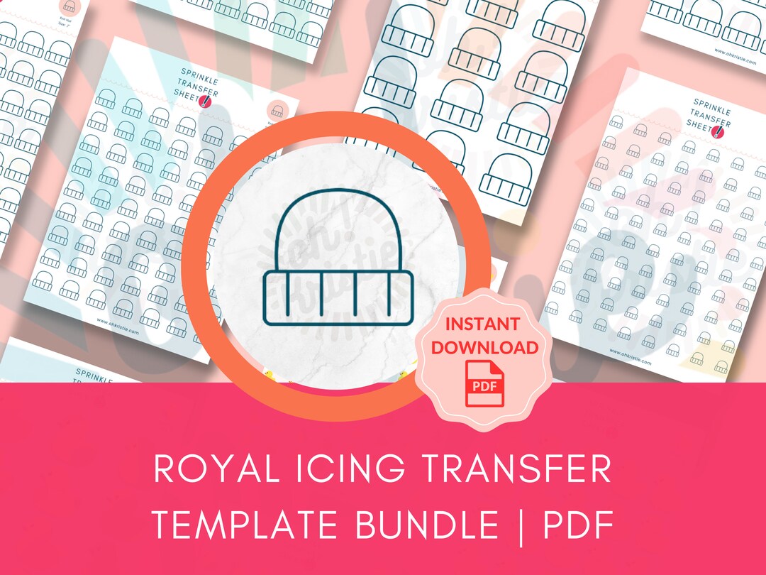 Knit Hat Royal Icing Transfer Sheet PDF Download, Royal Icing Transfer ...