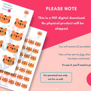 Tiger Royal Icing Transfer Sheet Template Sprinkle PDF Download ...