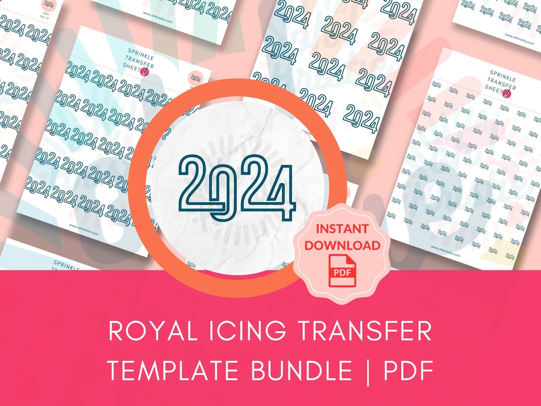 2024 New Years Eve Royal Icing Transfer Sheet PDF Download, Royal Icing ...