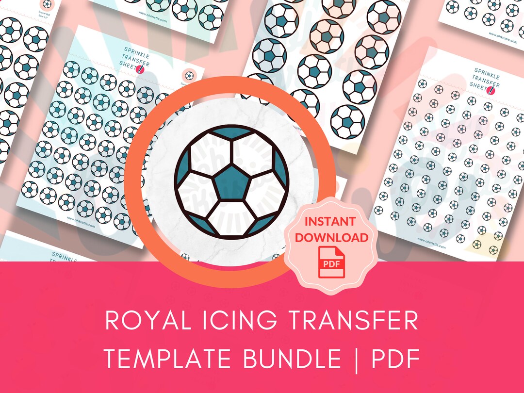Soccer Ball Royal Icing Transfer Sheet Template Sprinkle PDF Download ...