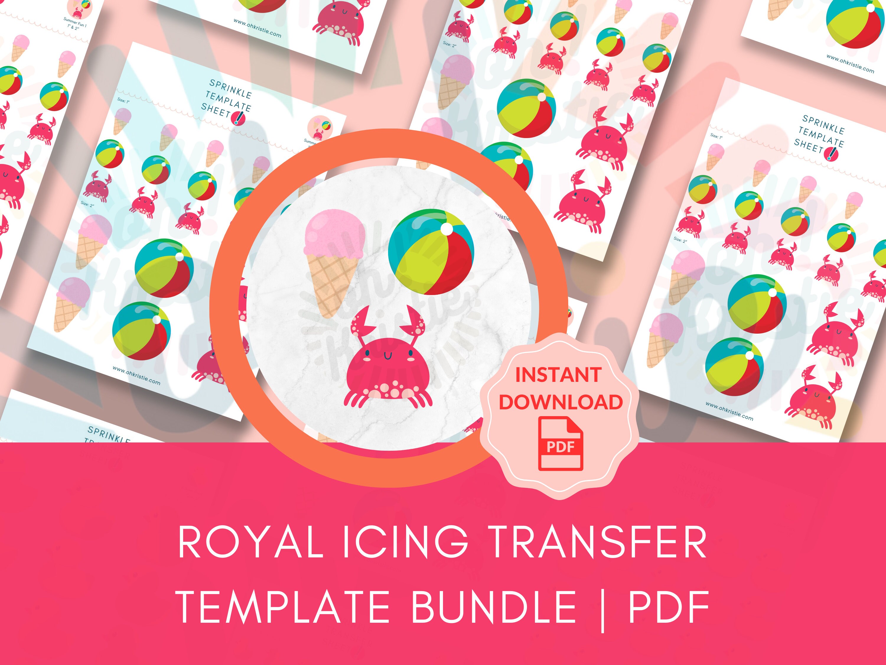 Summer Fun 1 Royal Icing Transfer Template 1 and 2 Inch Royal - Etsy
