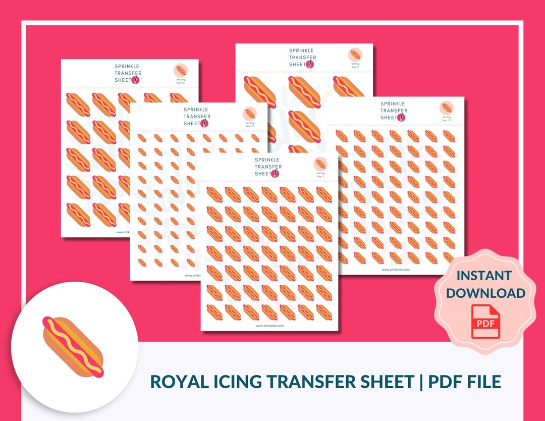 Hot Dog Royal Icing Transfer Sheet Hot Dog BBQ Party Royal - Etsy