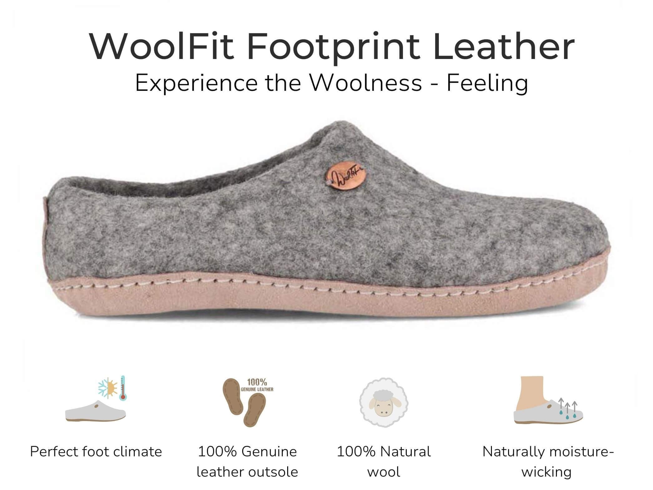 Woolfit Footprint With Leather Sole | Handfelted Wool Slippers With ...