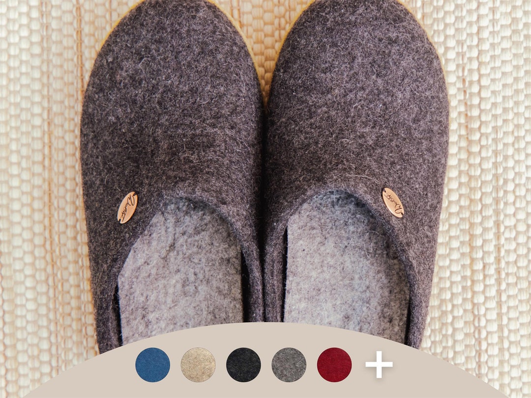 Woolfit Classic With Rubber Sole Hand-felted Slip-on Slippers for Men ...