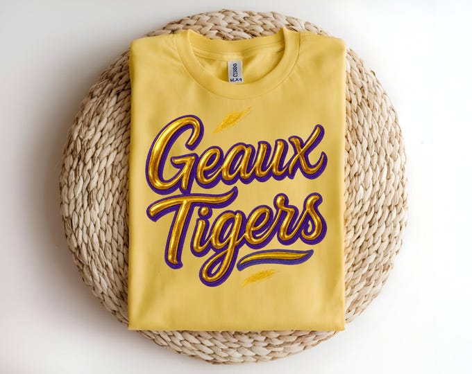 GEAUX TIGERS, Gold, Purple, Metallic, Text, PNG - Etsy