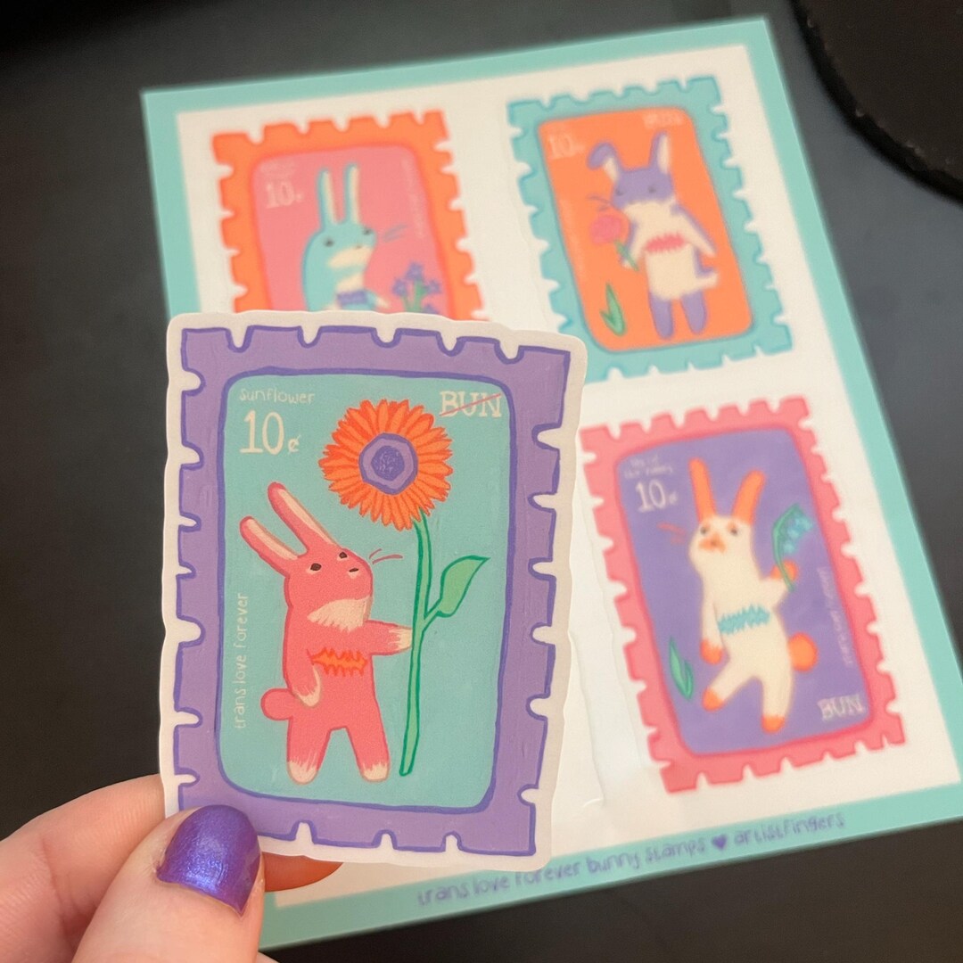 Trans Love Forever Bunny Stamps Sticker Sheet - Etsy