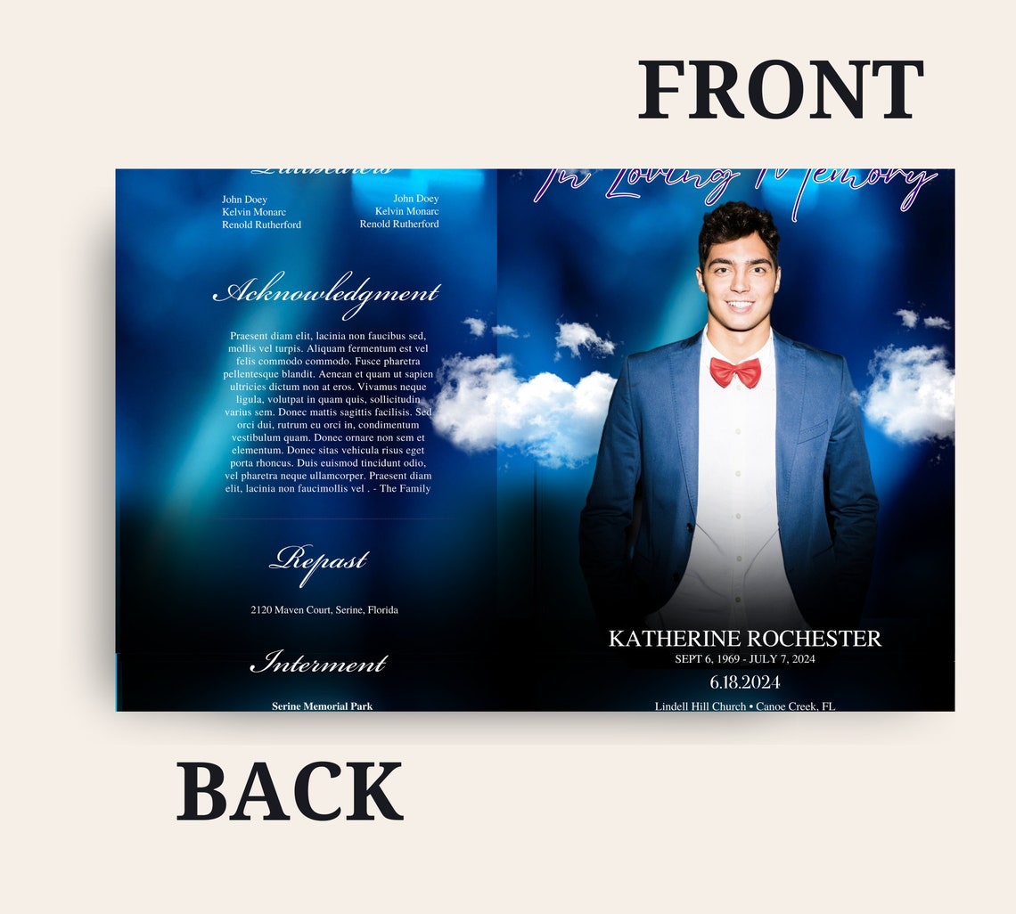 Funeral Service in Loving Memory Sunrise Sky Life Celebration Blue ...