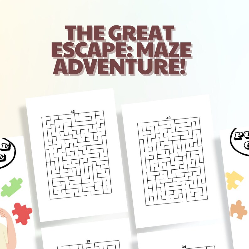 Downloadable Printable Maze Puzzle Book [medium Difficulty] for Adults ...