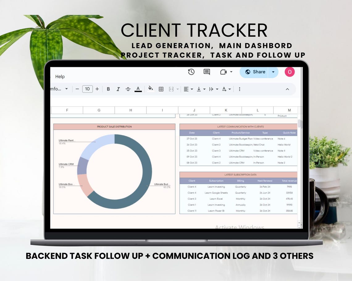 Client Tracker Google Sheets Template, Client Management Spreadsheet ...