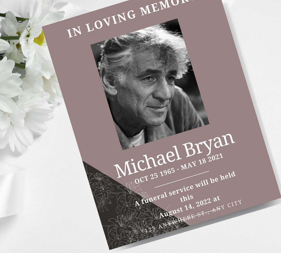 Funeral Program Template, Memorial Service Template, Obituary Program ...