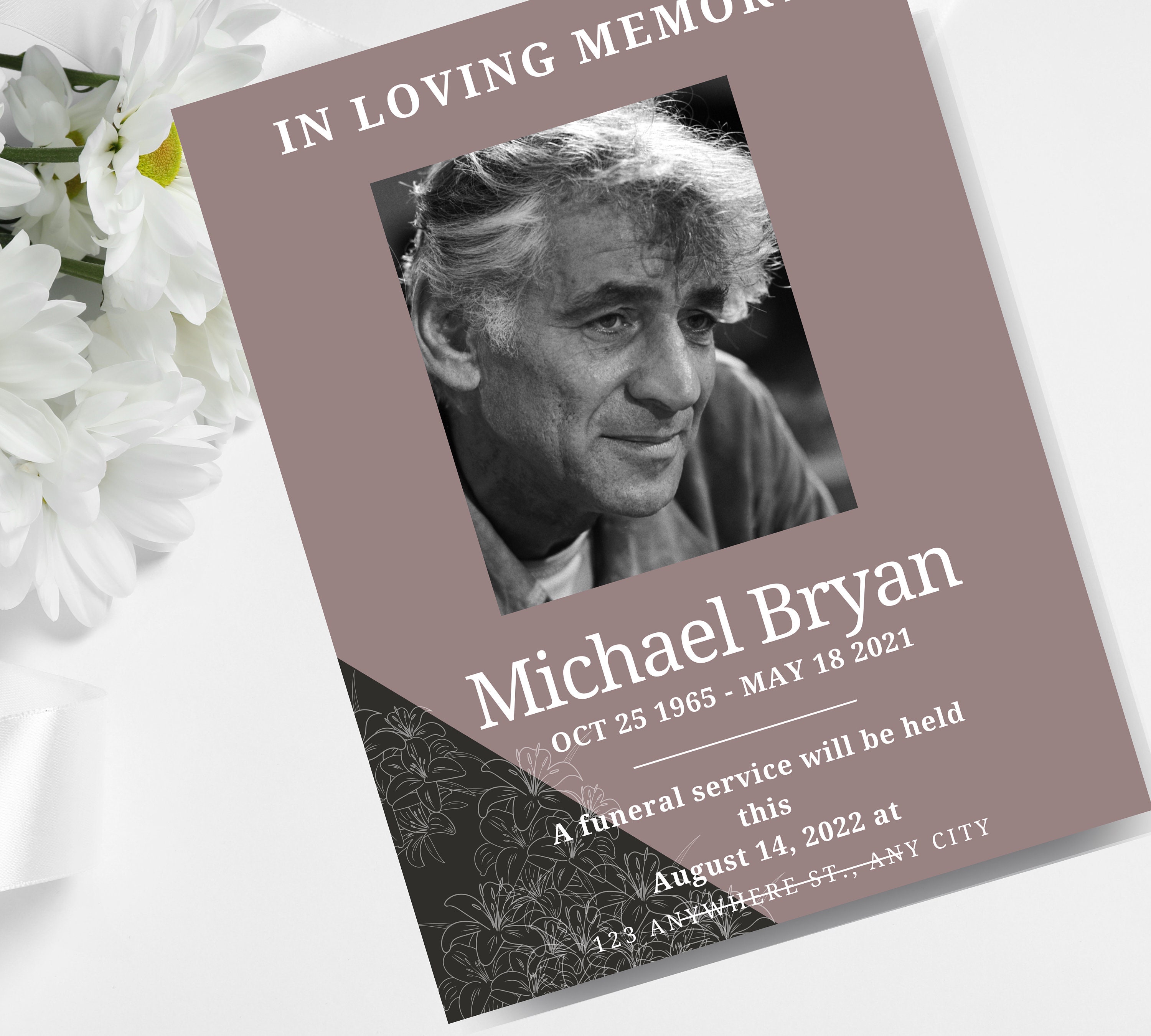 Funeral Program Template, Memorial Service Template, Obituary Program ...
