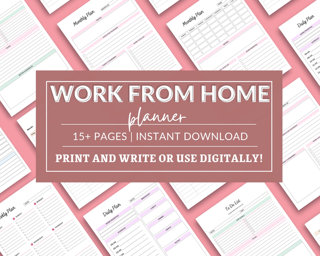 Work From Home Planner Office Organizer Daily Planner Productivity ...