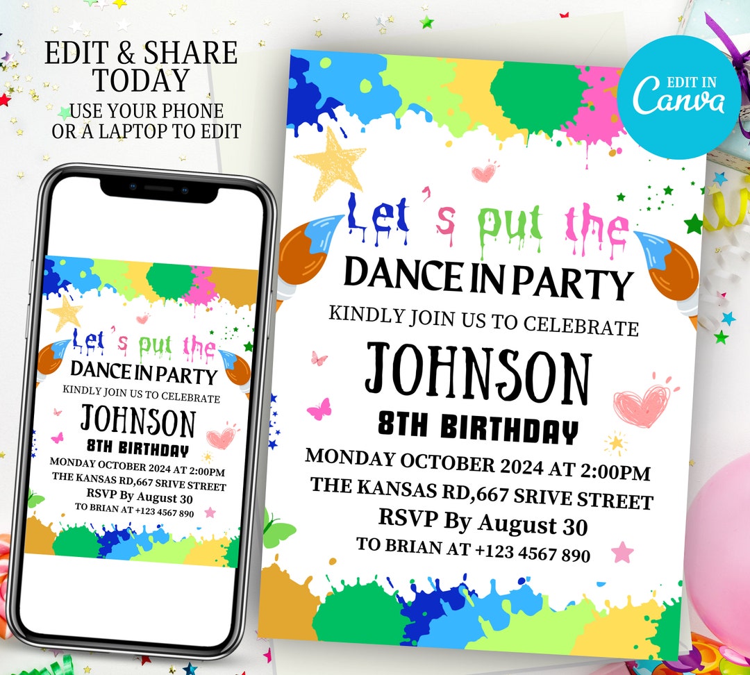 Digital Color Party Invitation Template, Colour Splash Party Invite ...