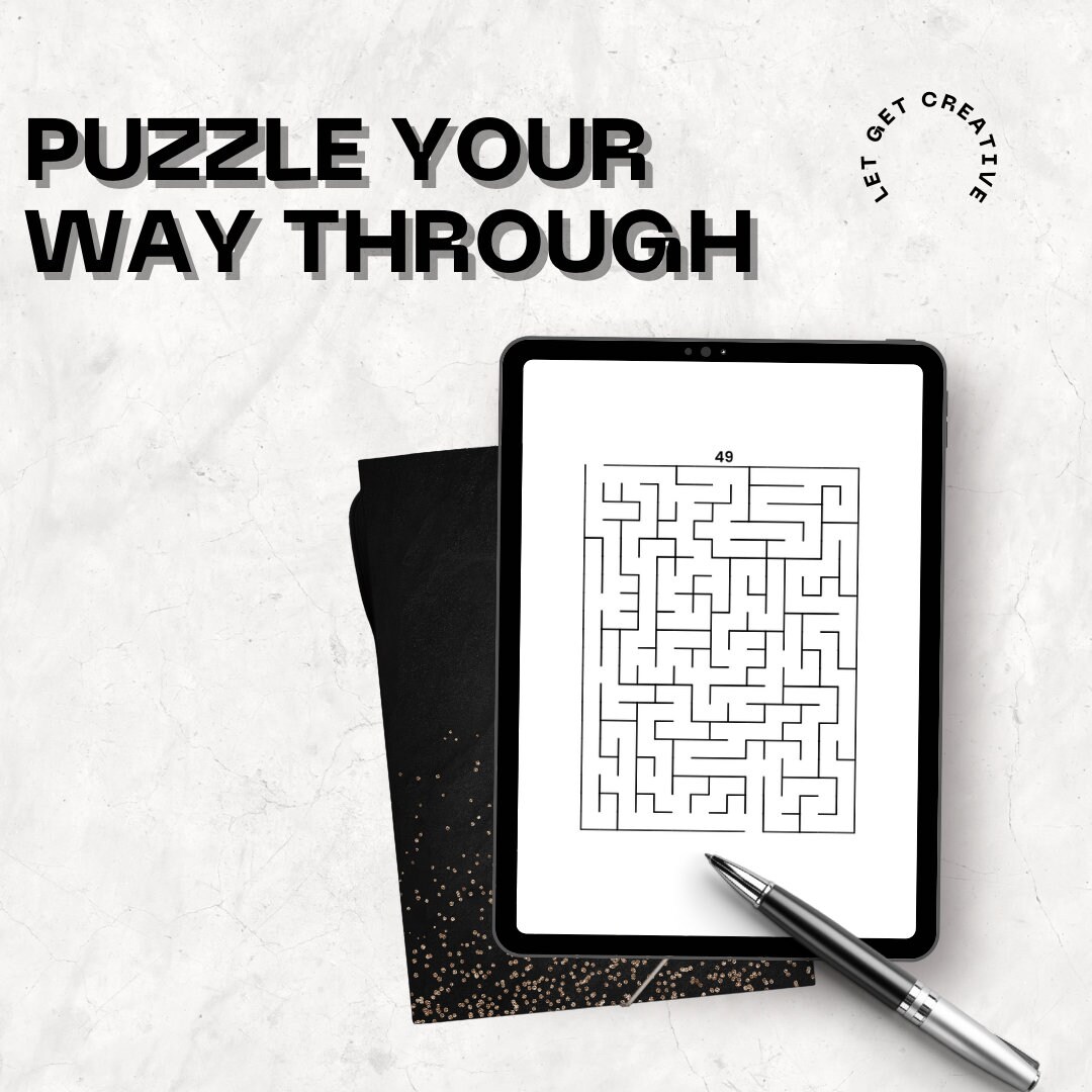 Downloadable Printable Maze Puzzle Book [medium Difficulty] for Adults ...