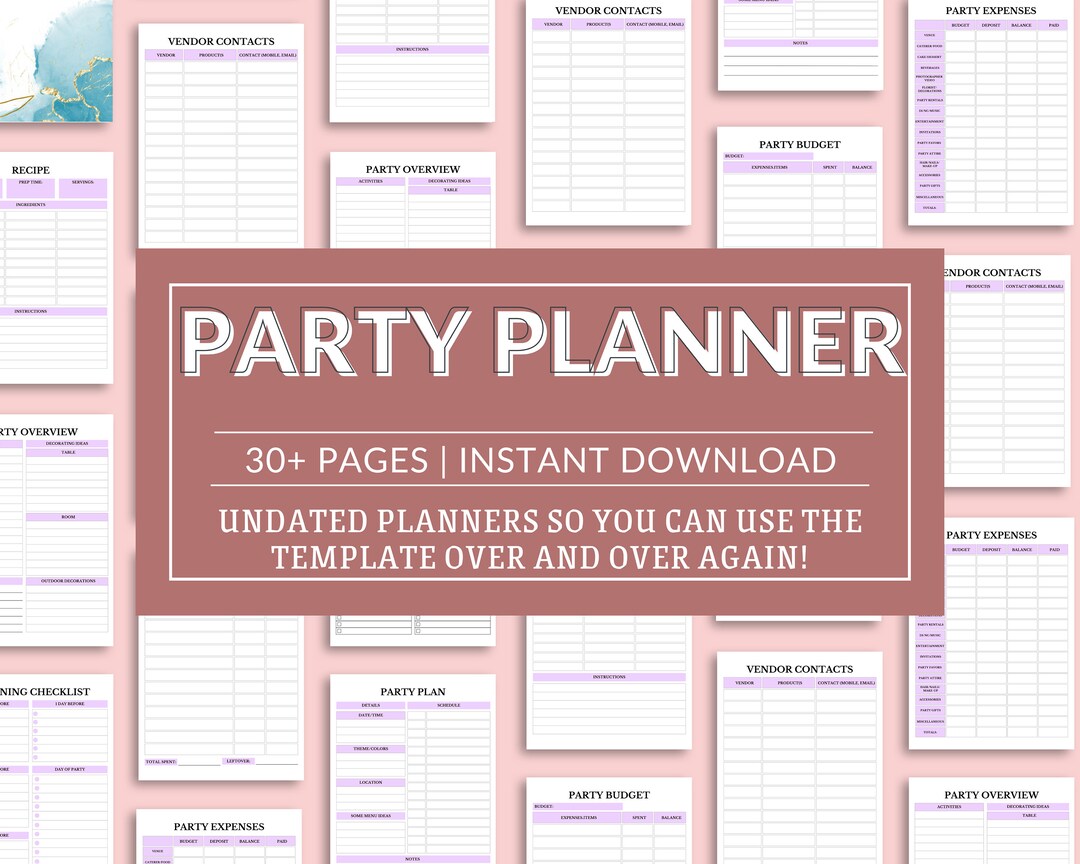Ultimate Party Planner Party Event Planning Family Checklist Organizer ...