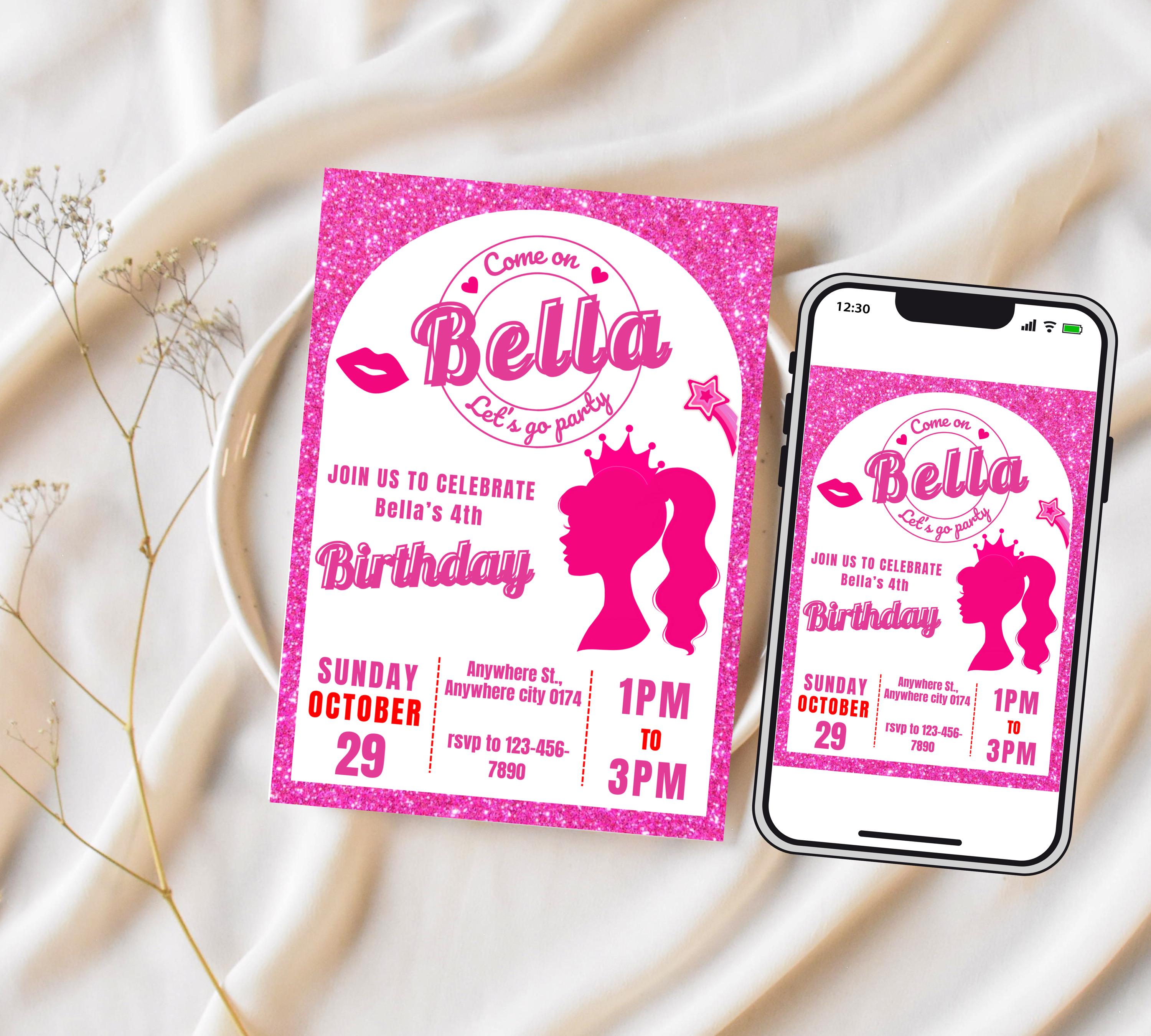 Editable Barbie Fashion Party Invitation, Barbie Girl Party Invite ...