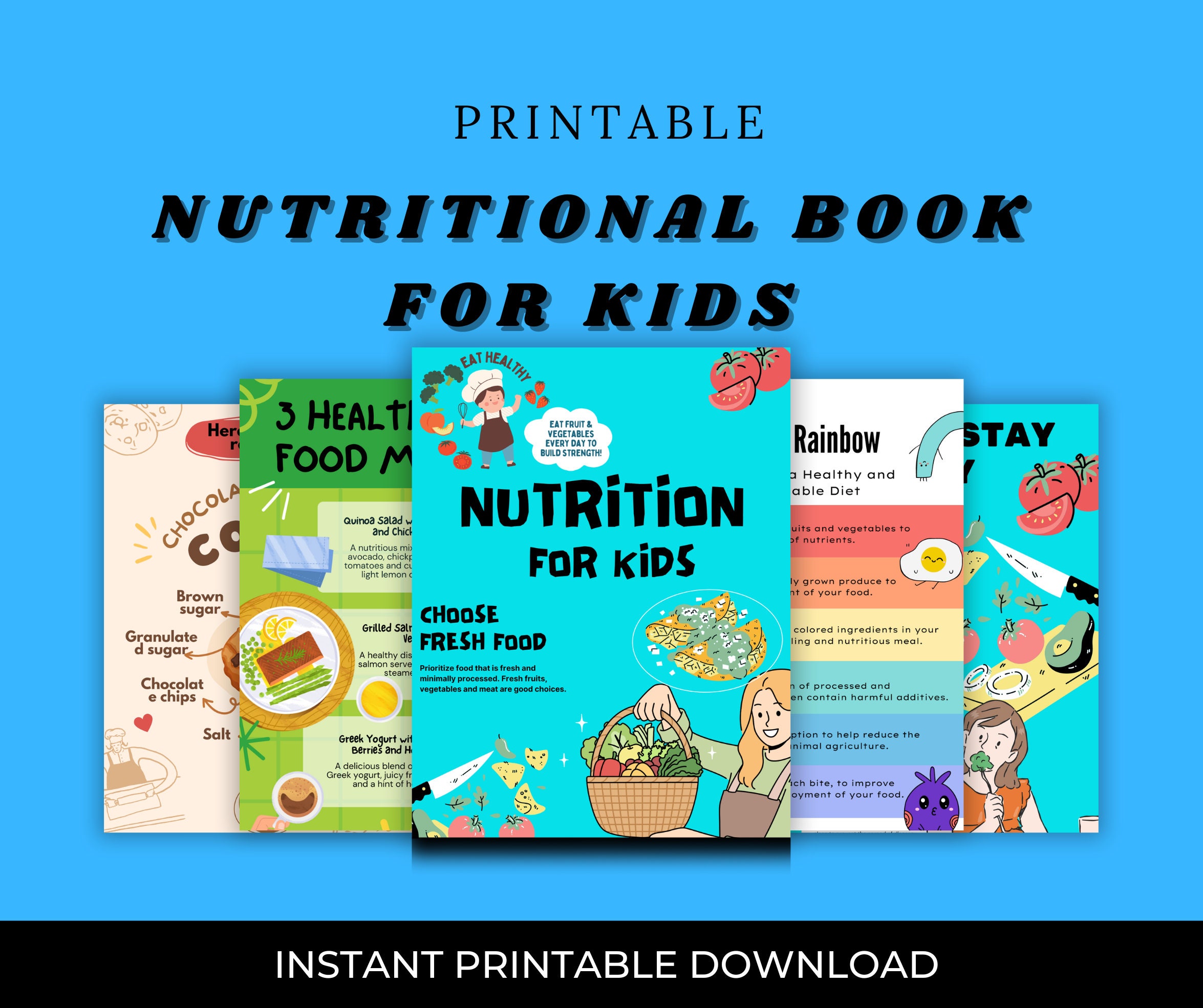 Kids Nutrition Bundle Editable Canva Template, Children, Education ...