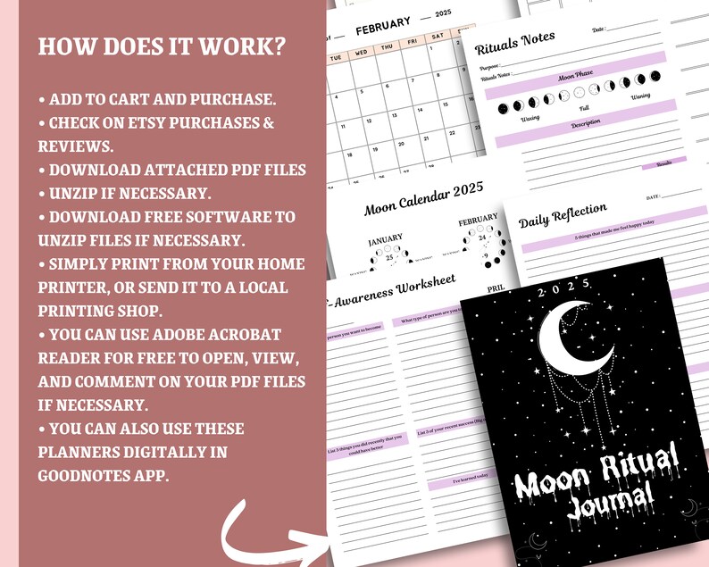 Digital Moon Ritual Journal Vertical New and Full Moon Ritual Law of ...