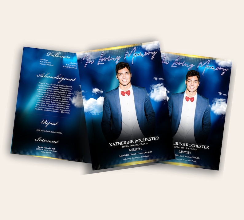 Funeral Service in Loving Memory Sunrise Sky Life Celebration Blue ...