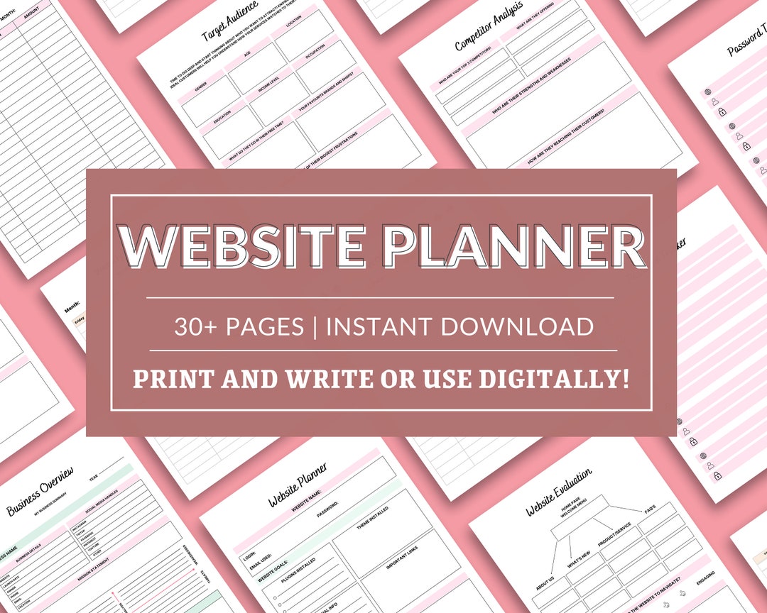 Website Planner Printable Website Journal Optimising Your Online ...