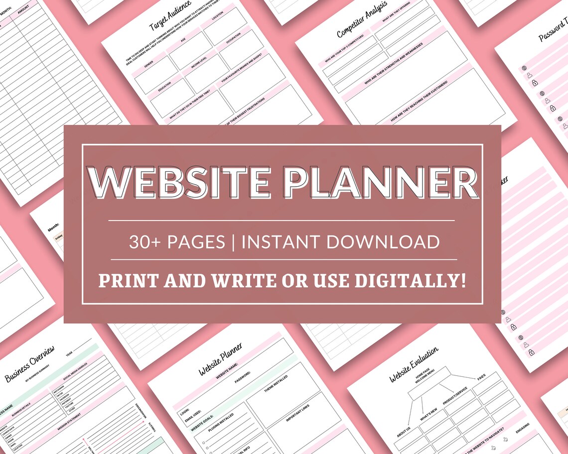 Website Planner Printable Website Journal Optimising Your Online ...