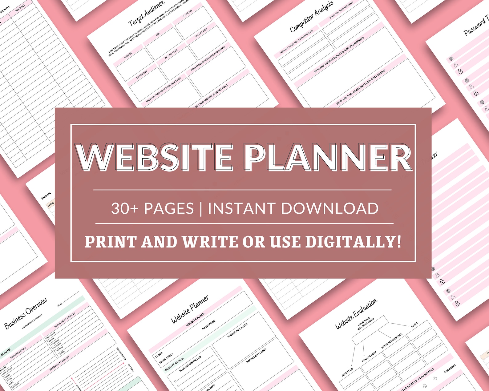 Website Planner Printable Website Journal Optimising Your Online ...