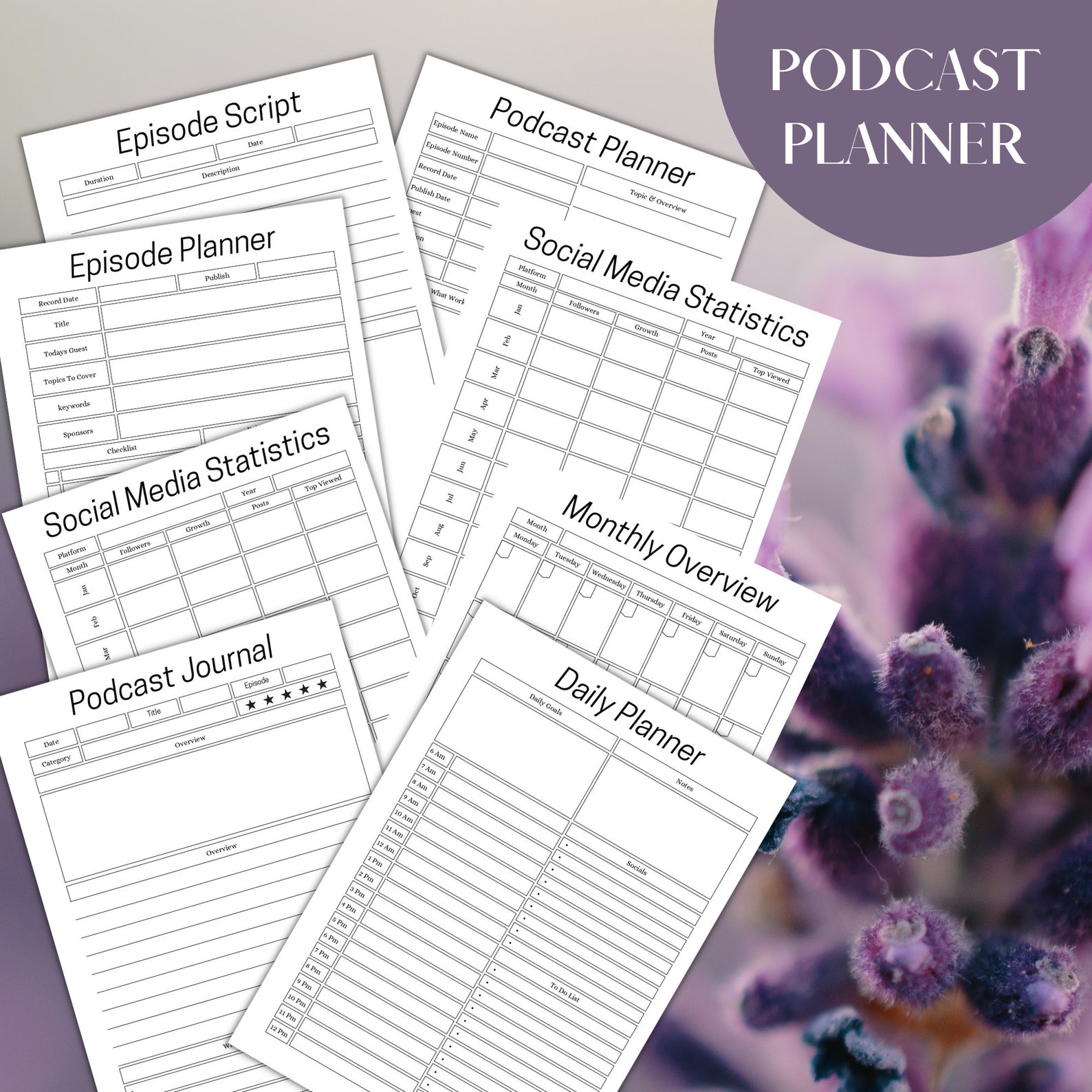 Printable, Podcast Content, Planner Podcast, Planner Digital, Podcast ...