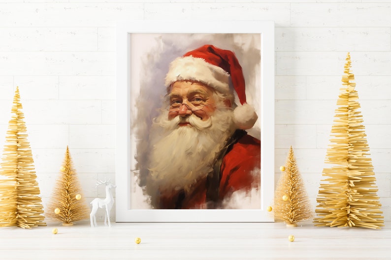 19x14 Santa Clause Oil Painting on Canvas With Wood Frame - Etsy