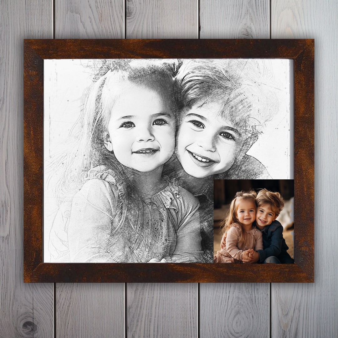11x14 Custom Portrait Sketch From Photo - Custom Pencil Drawing Print ...