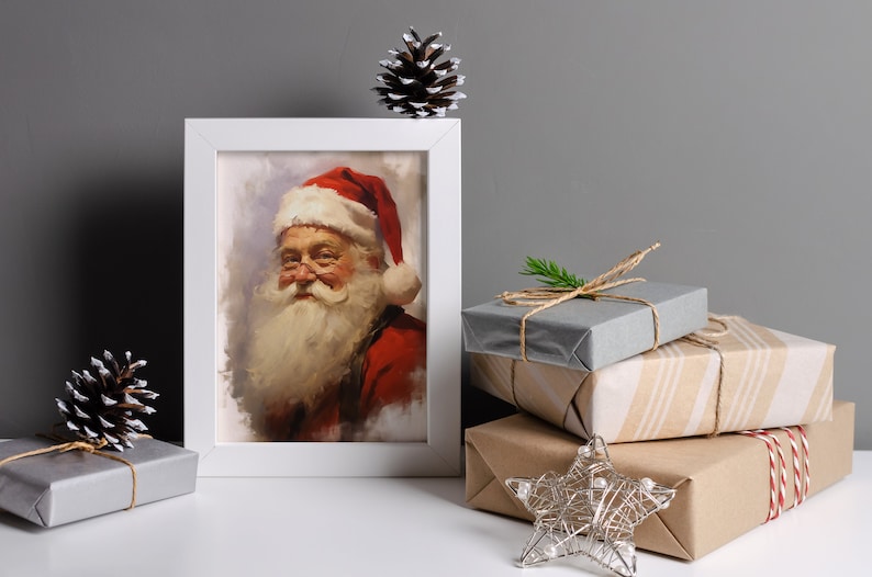 19x14 Santa Clause Oil Painting on Canvas With Wood Frame - Etsy