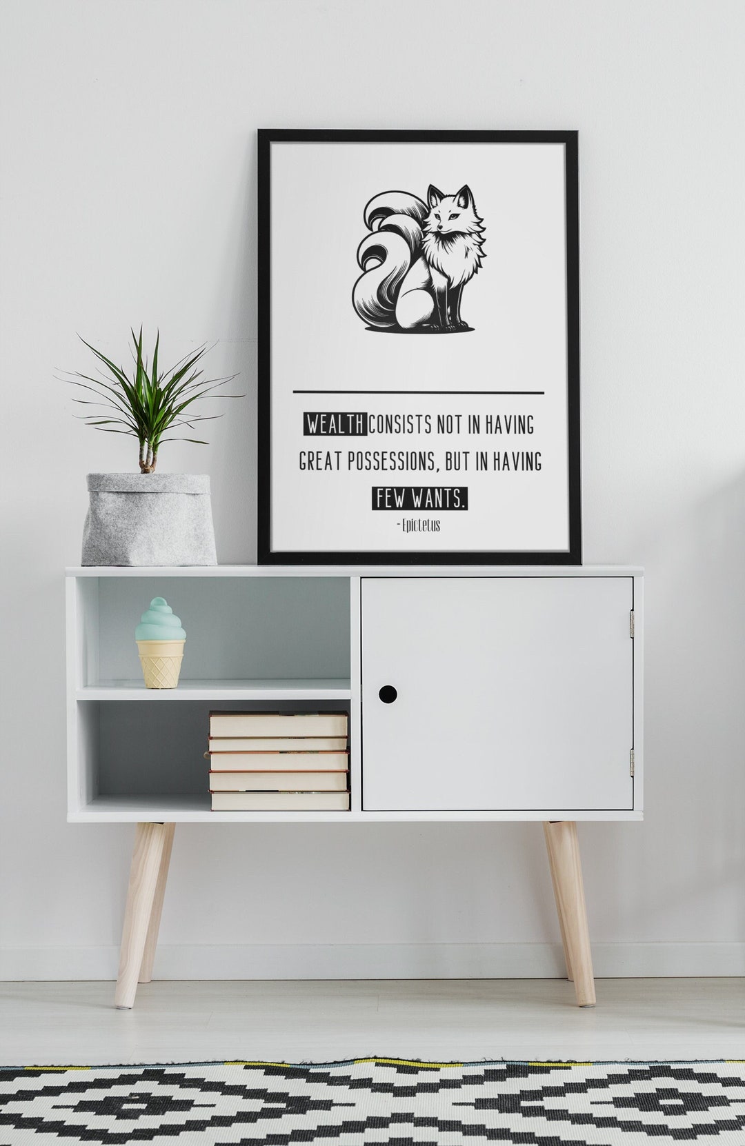 Stoic Kitsune Fox Wall Art, Animal Poster, Marcus Aurelius Quote ...