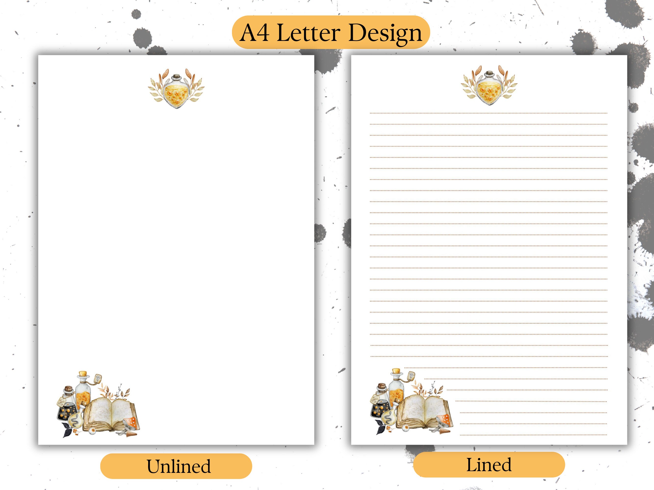 Witch Potions Stationery, Printable Stationery, Graveyard, A4, US ...
