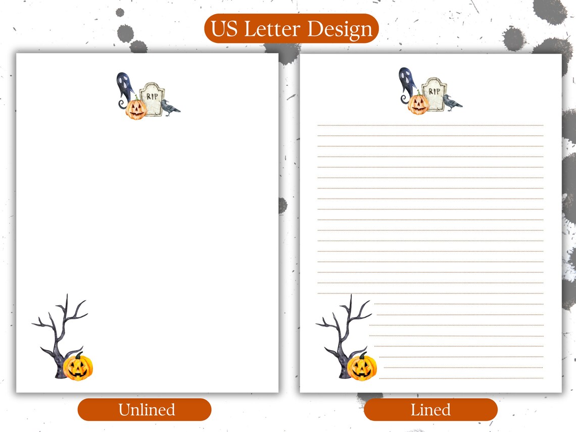 Halloween Stationery, Printable Stationery, Graveyard, A4, US Letter 8 ...
