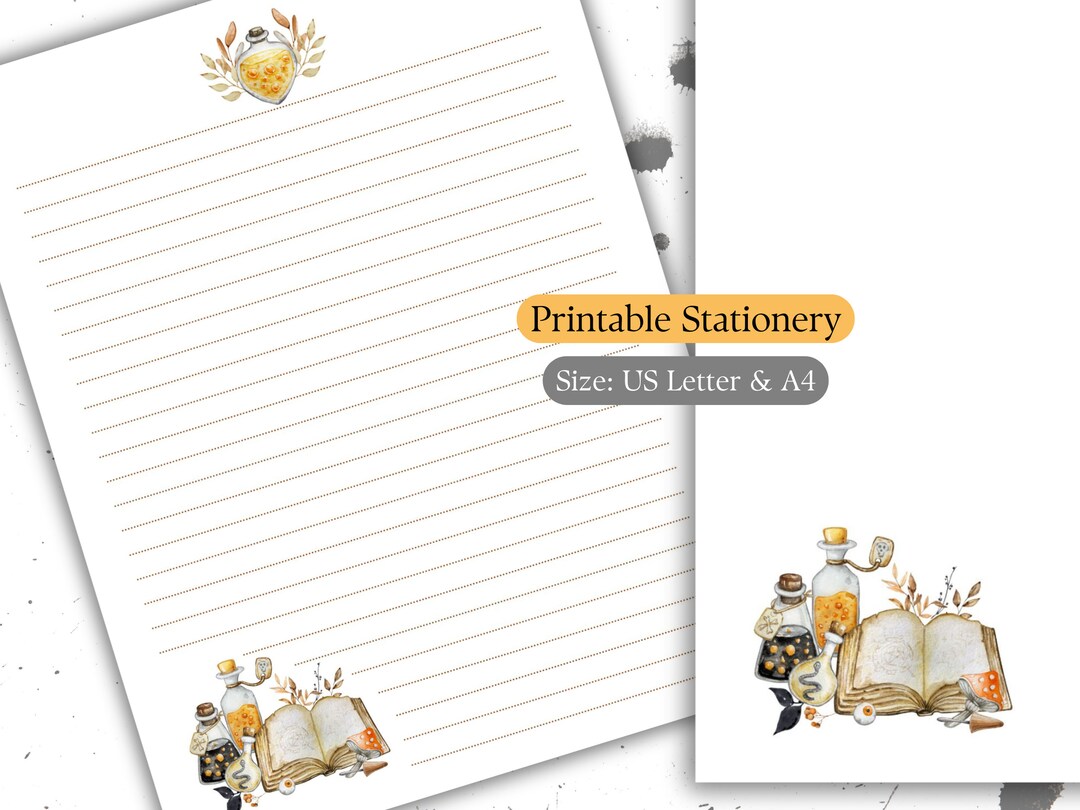 Witch Potions Stationery, Printable Stationery, Graveyard, A4, US ...