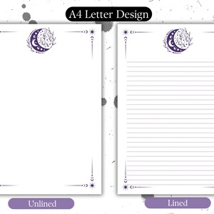 Lunar Witch Stationery, Purple Moon Printable Stationery, A4, US Letter ...