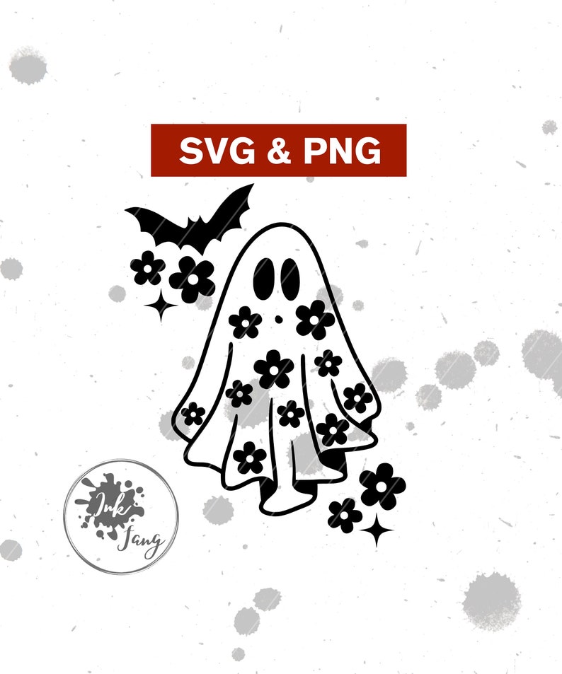 Flower Ghost SVG PNG, Floral Ghost SVG, Ghost Svg, Bat Svg, Cute Ghost ...