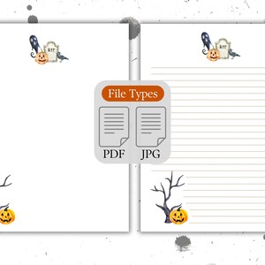Halloween Stationery, Printable Stationery, Graveyard, A4, US Letter 8 ...