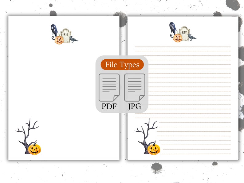 Halloween Stationery, Printable Stationery, Graveyard, A4, US Letter 8 ...