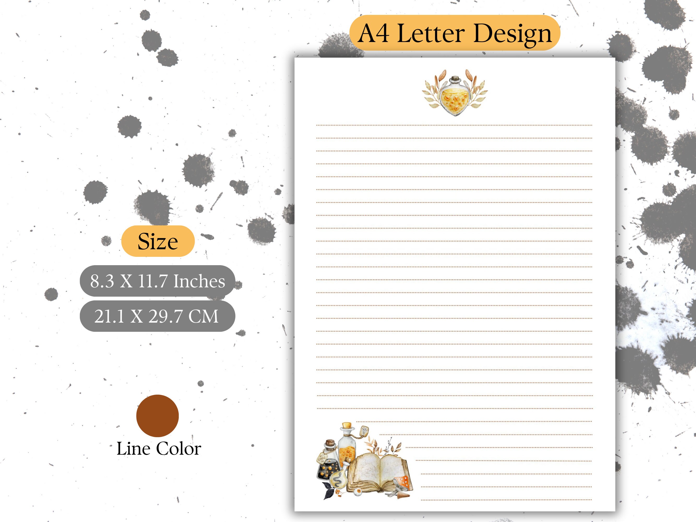 Witch Potions Stationery, Printable Stationery, Graveyard, A4, US ...