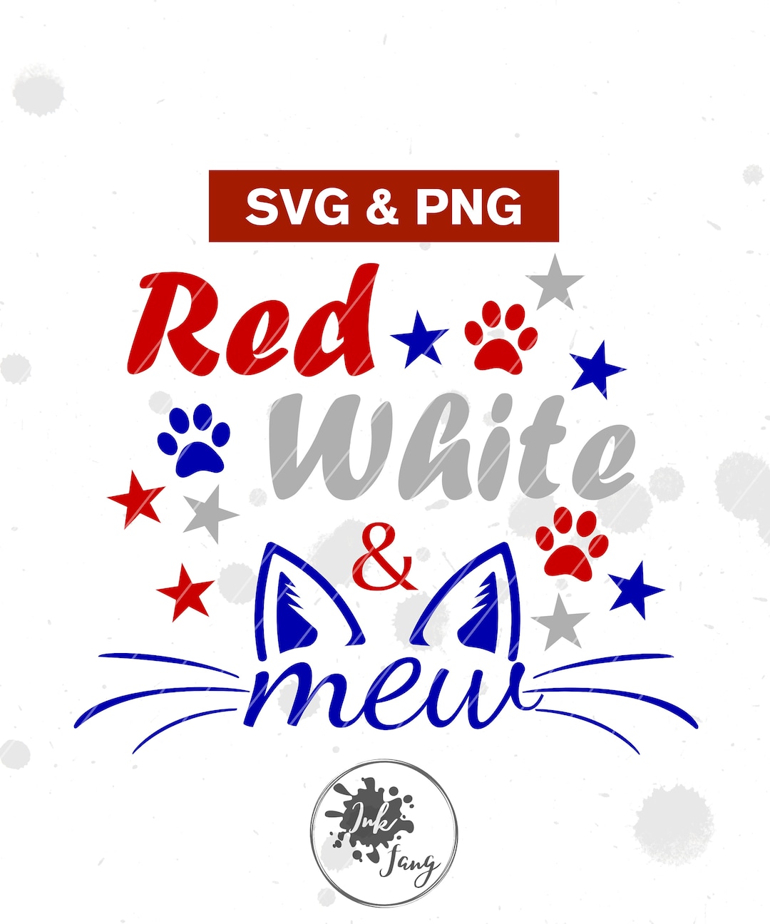 Red White and Mew SVG, Red, White, Digital Download, Cat 4th of July ...