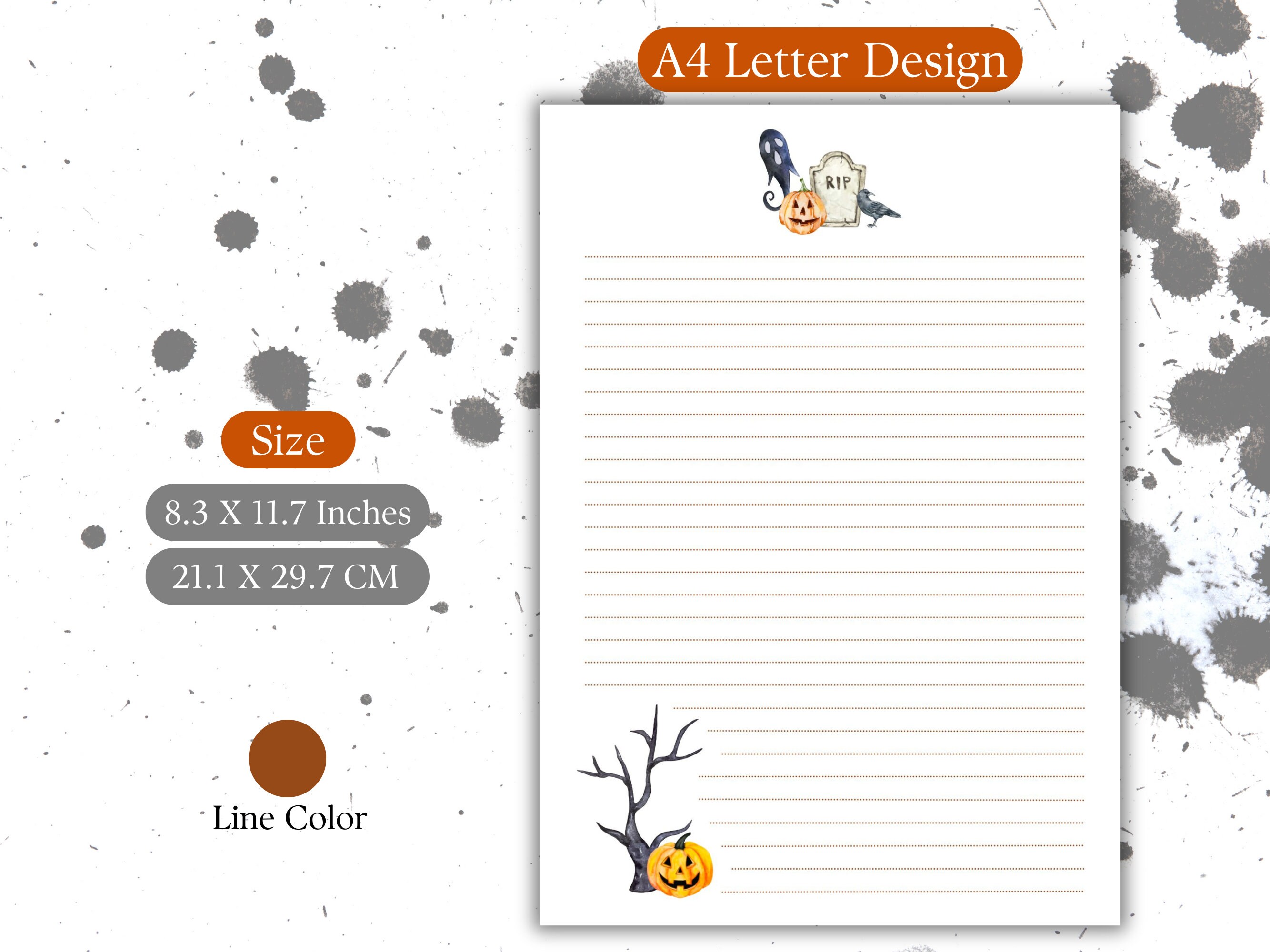 Halloween Stationery Printable Stationery Graveyard A4 US - Etsy