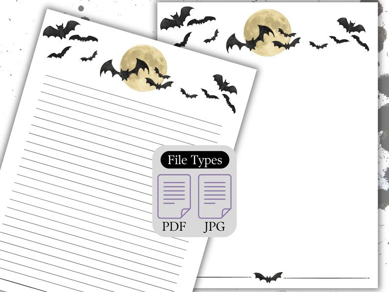 Bats and Full Moon Stationery Halloween Printable Stationery - Etsy