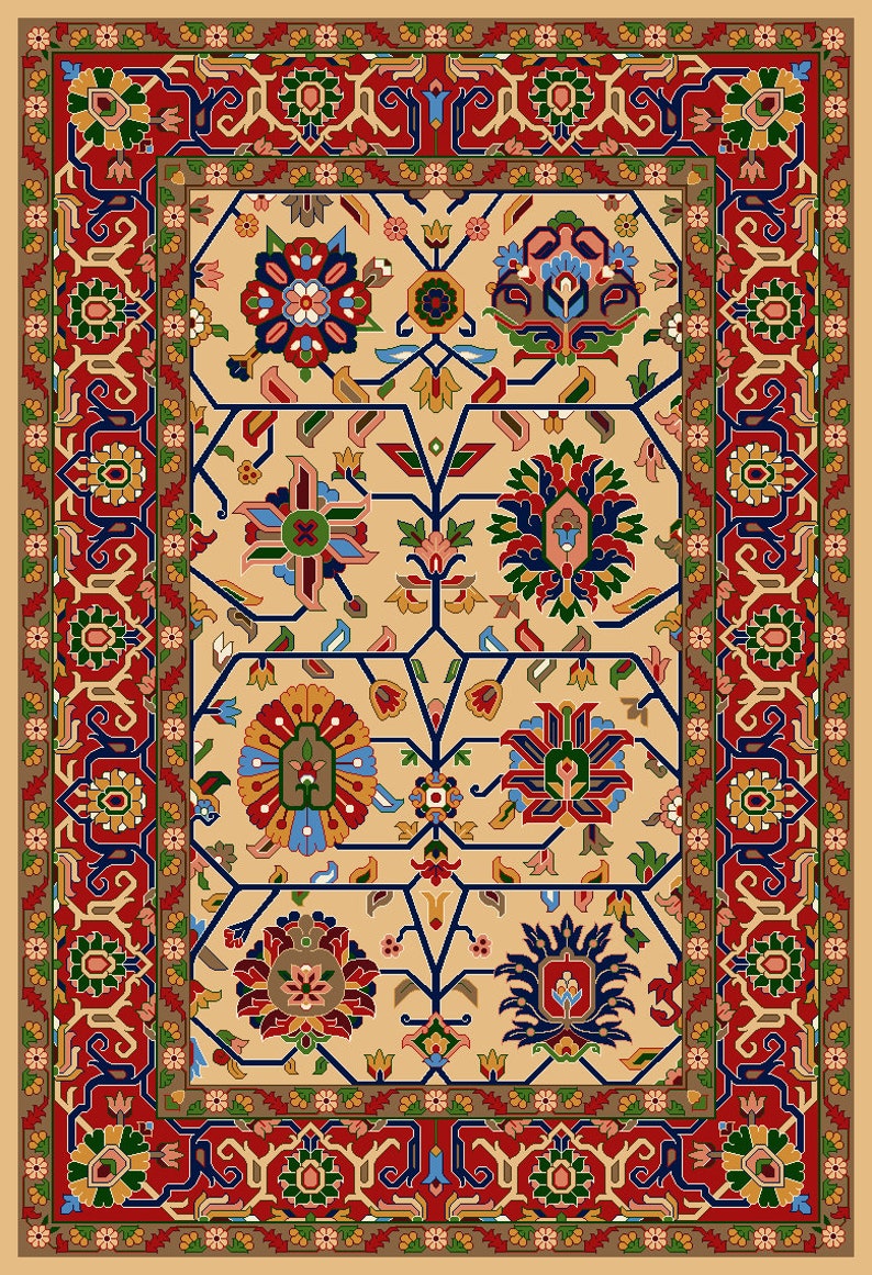 Floral Carpet Map Pattern, 2x3 Meter Rug (digital Download) - Etsy