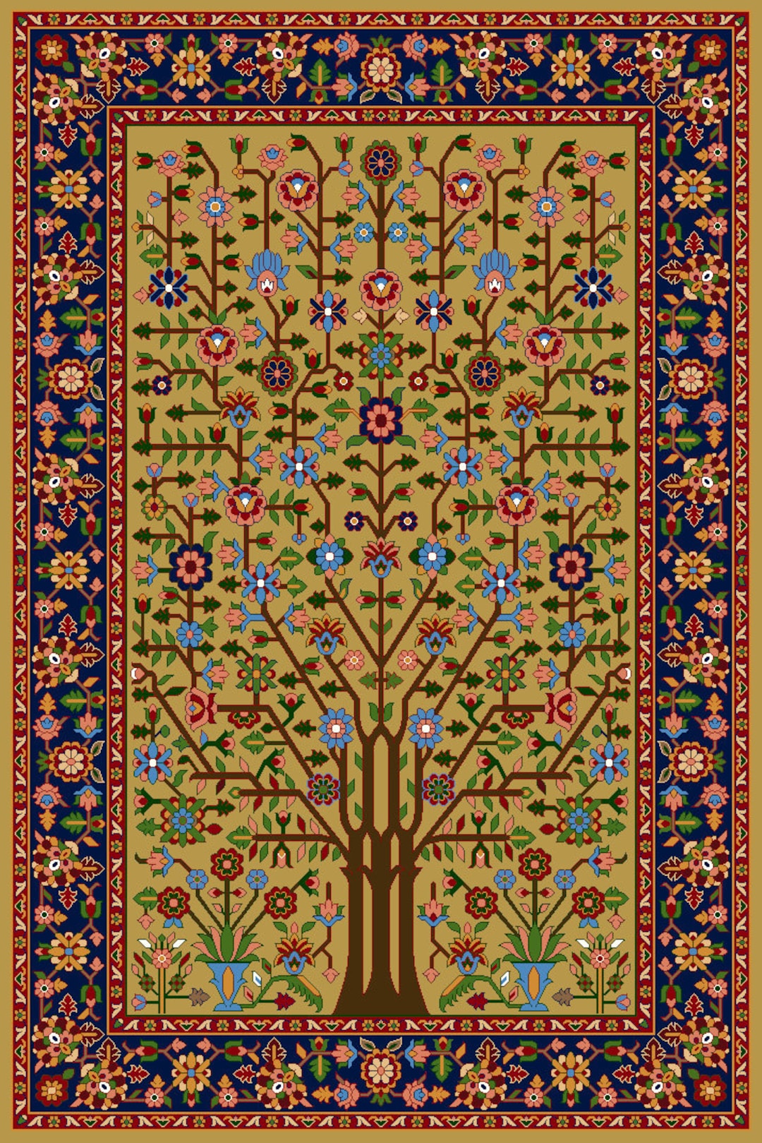 Floral Tree Rug Design, Printable Carpet Map (digital Download) - Etsy